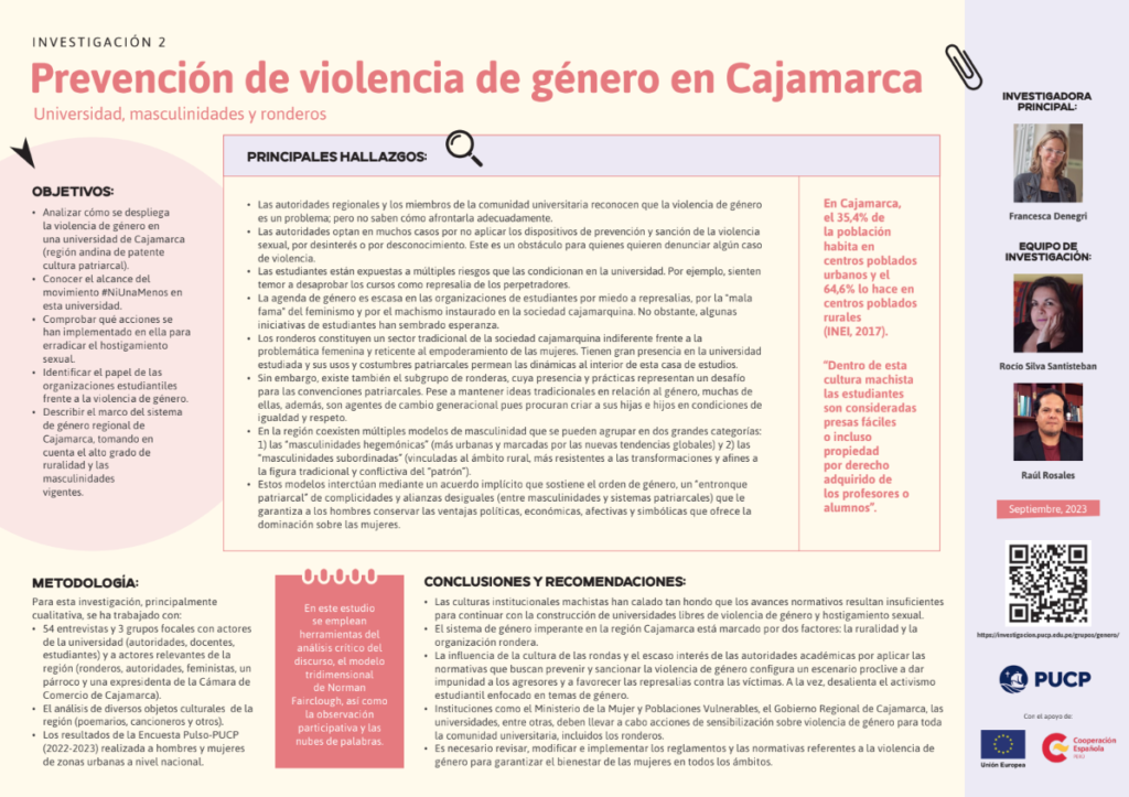 Prevención de violencia de género en Cajamarca. Universidad, masculinidades y ronderos - Grupo ...